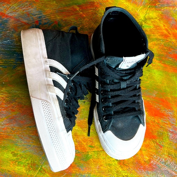 adidas | Shoes | Adidas Womens Black Nizza Mid Platform Shoes Size 8 ...